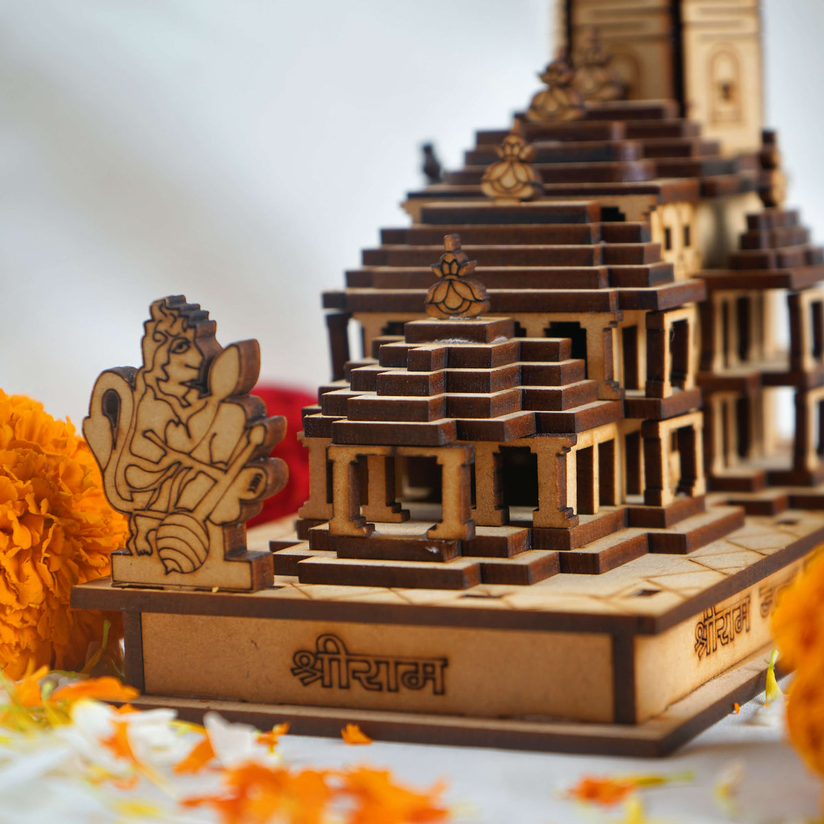 Ram mandir Ayodhya 3D Handcraft Wood Temple | 6 Inches – Prabhubhakti