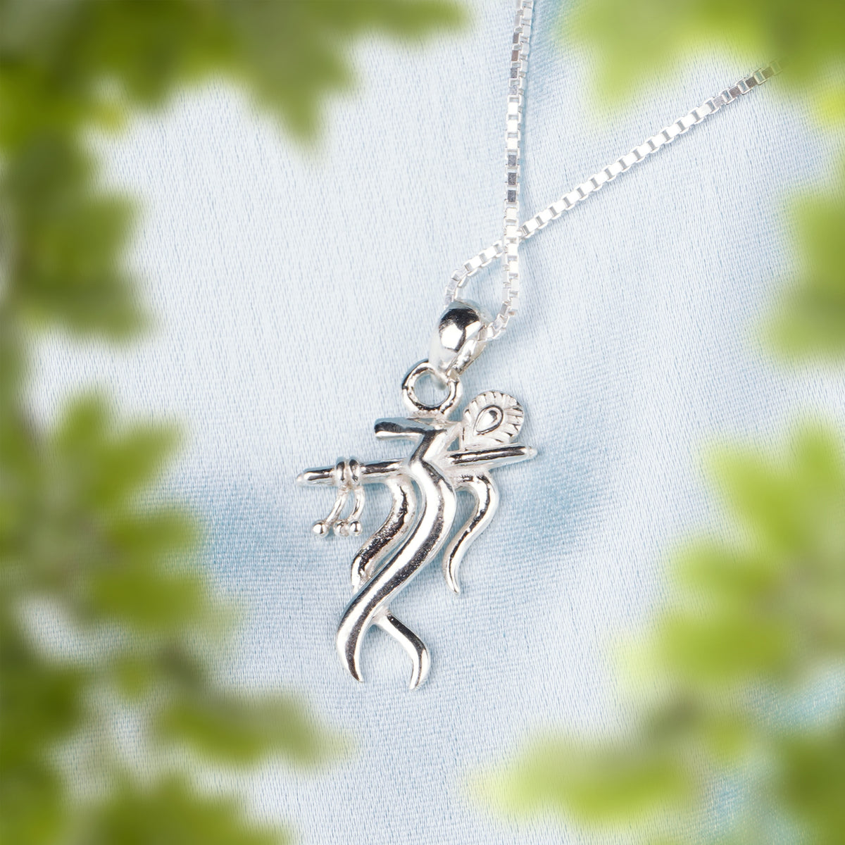 Shri Krishna Silver Pendant with Murli Design – Prabhubhakti