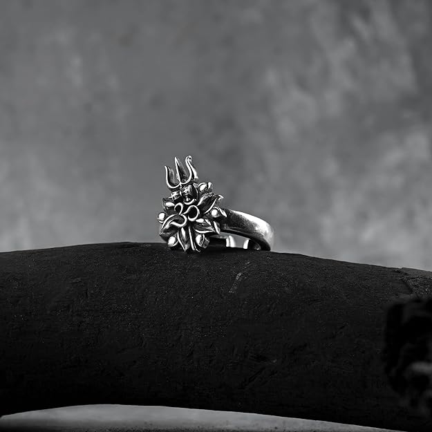 Shiva Om with Trishul Sterling Silver Wrap Ring for Men & Women ...