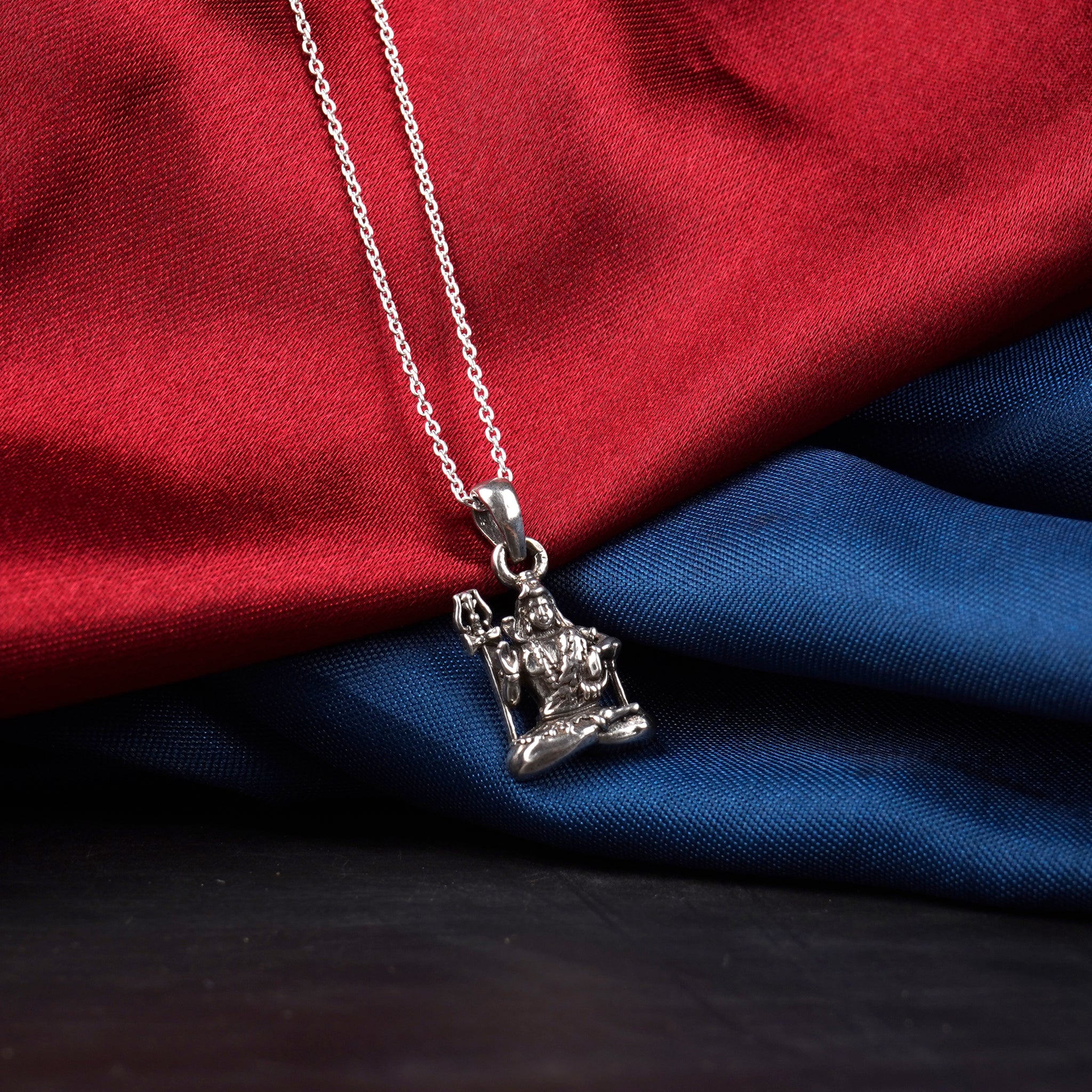 Mahadev Shiva with Trishul Silver Pendant with Chain – Prabhubhakti