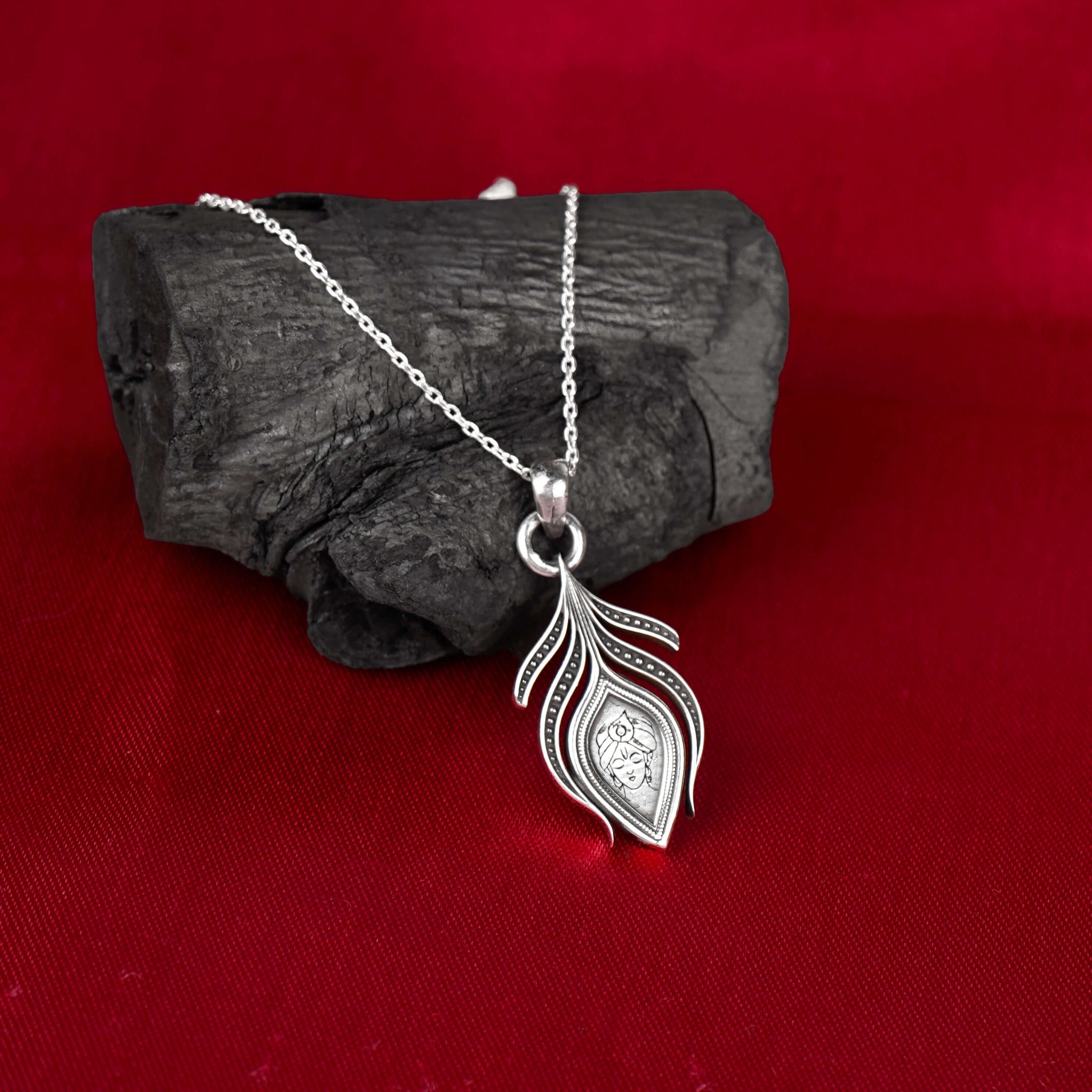 Shri Krishna Morpankh Silver Pendant for Men and Women – Prabhubhakti