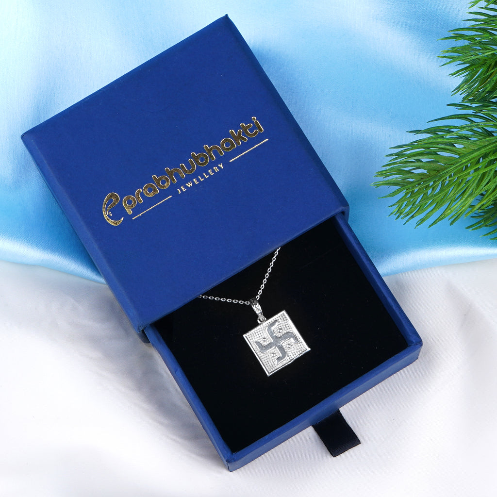 Lakshmi Maa Swastik Silver Pendant For Men and Women With Silver Chain ...