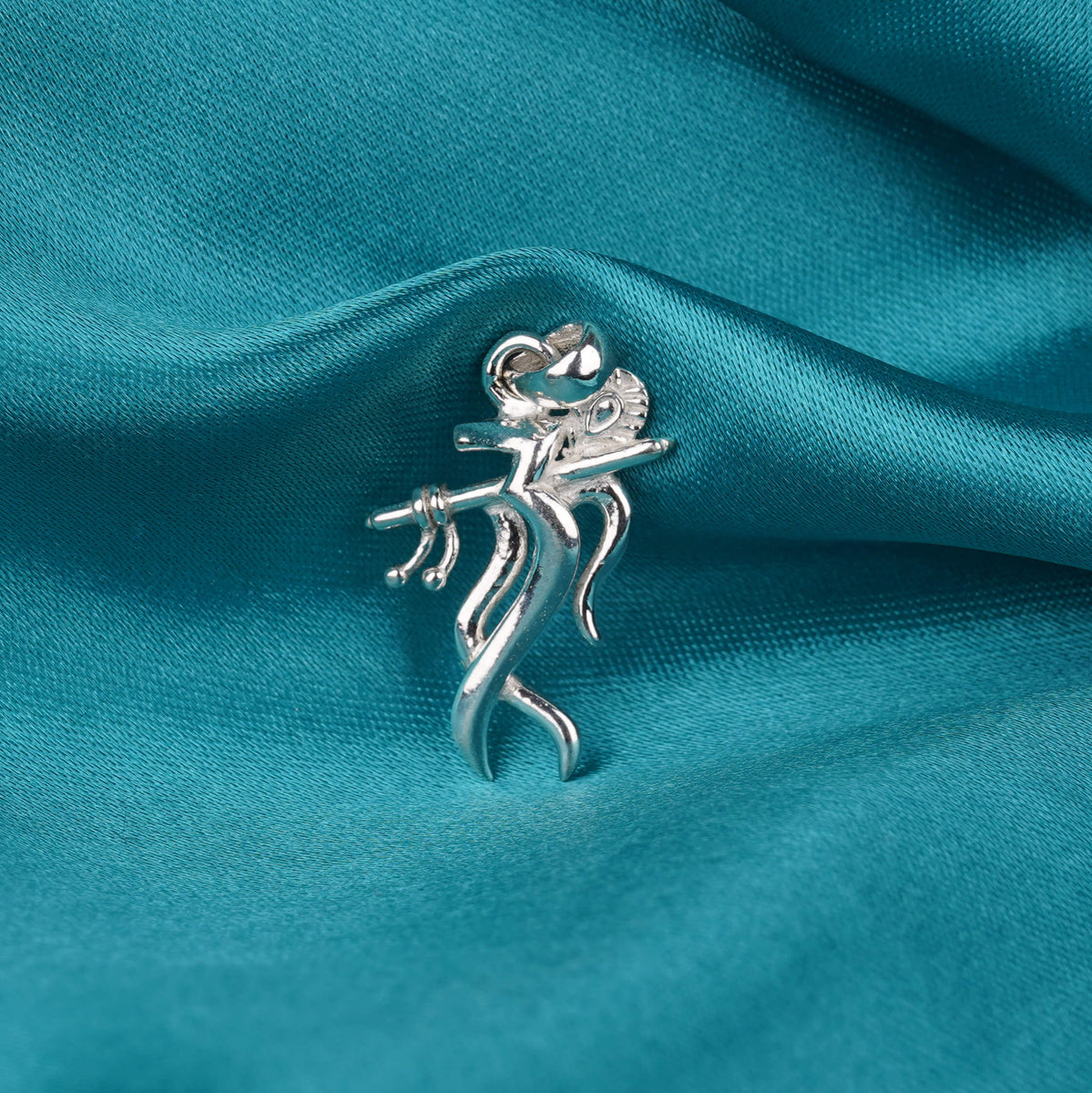 Sterling Silver Shri Krishna Locket MorPankh with Murli Design for Wom ...