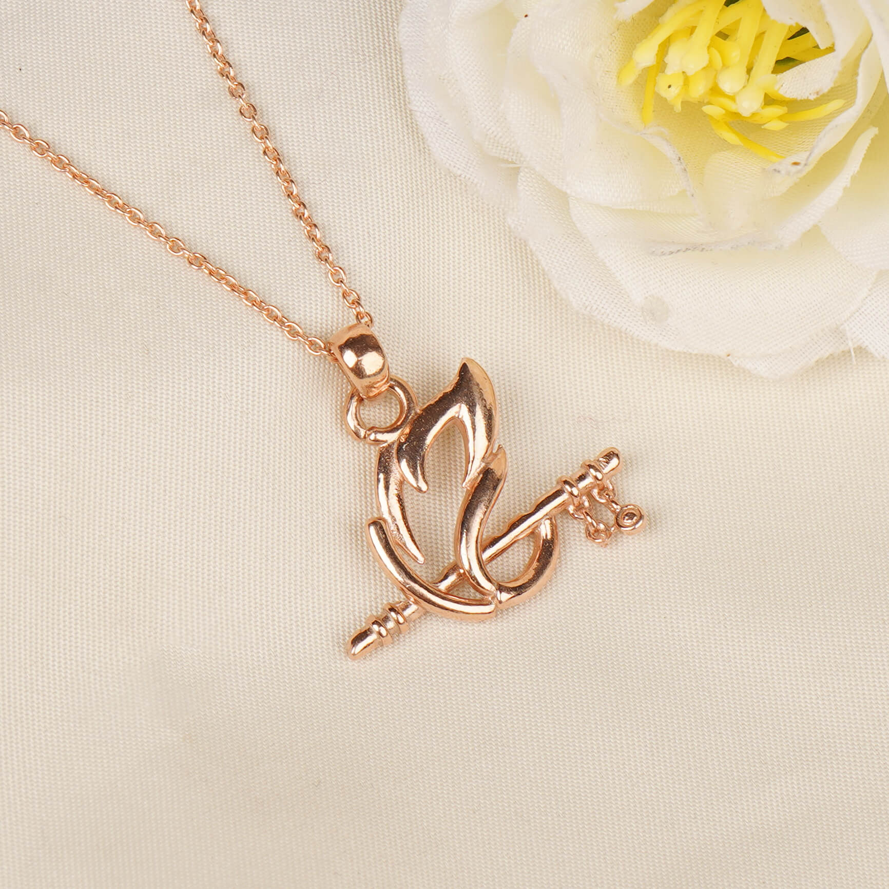 Shri Krishna Rose Gold Silver Pendants with Mor Pankh with Murli Desig ...