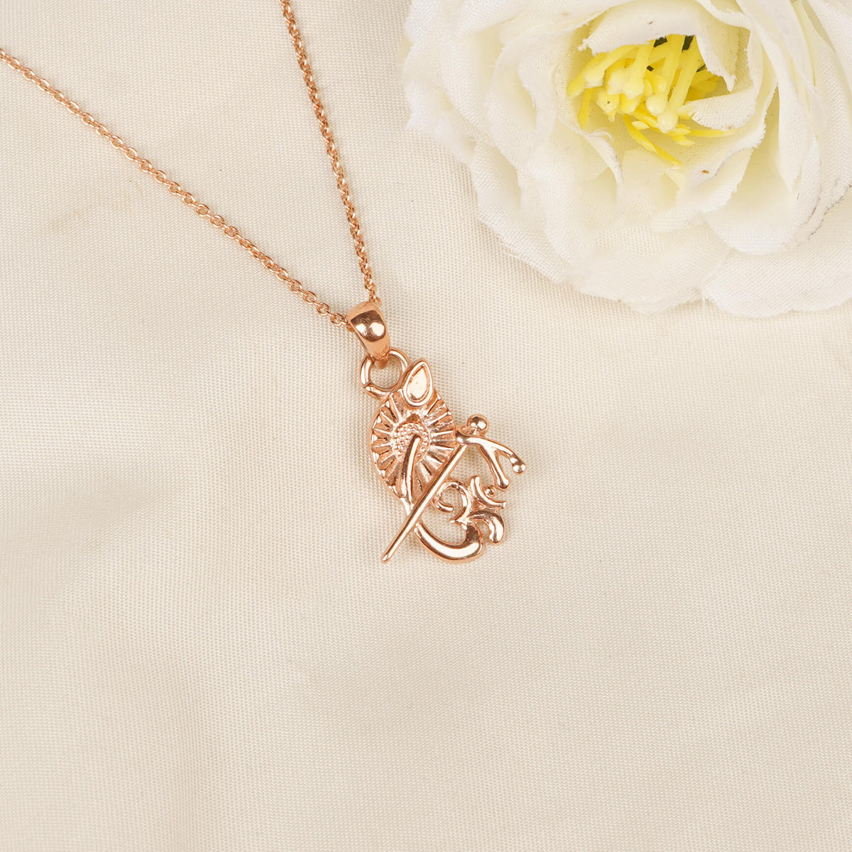 Shri Krishna Pendant With Murli with Om Design Rose Gold Silver Pendan ...