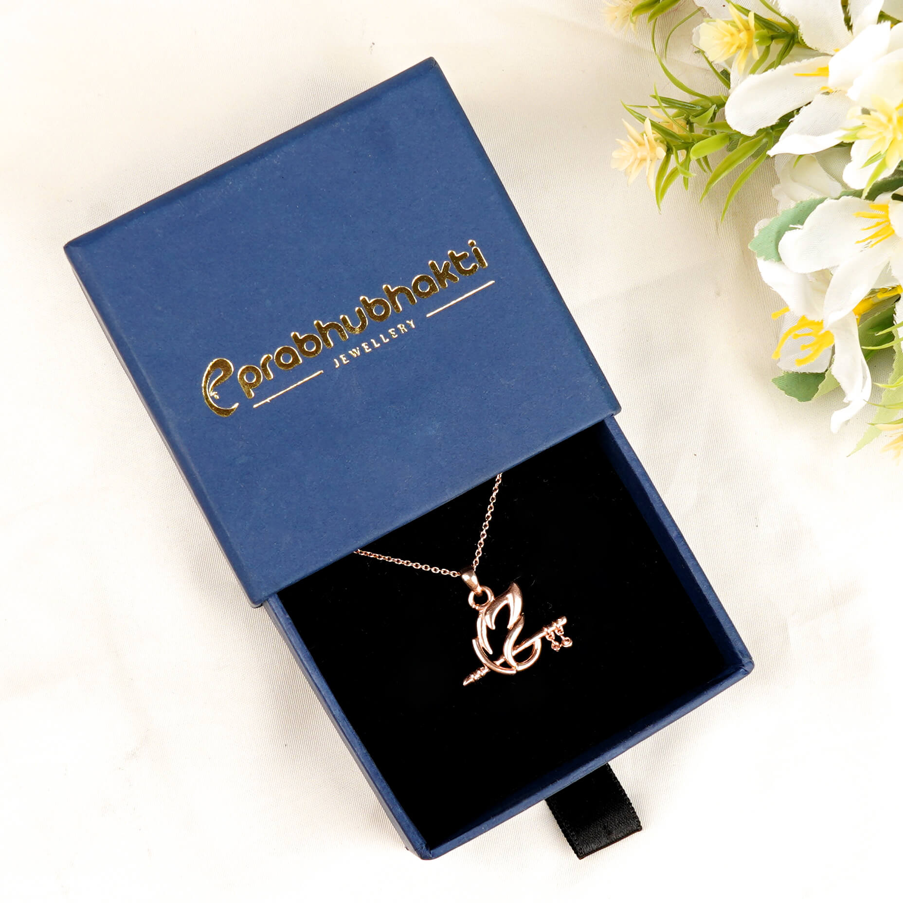 Shri Krishna Rose Gold Silver Pendants with Mor Pankh with Murli Desig ...