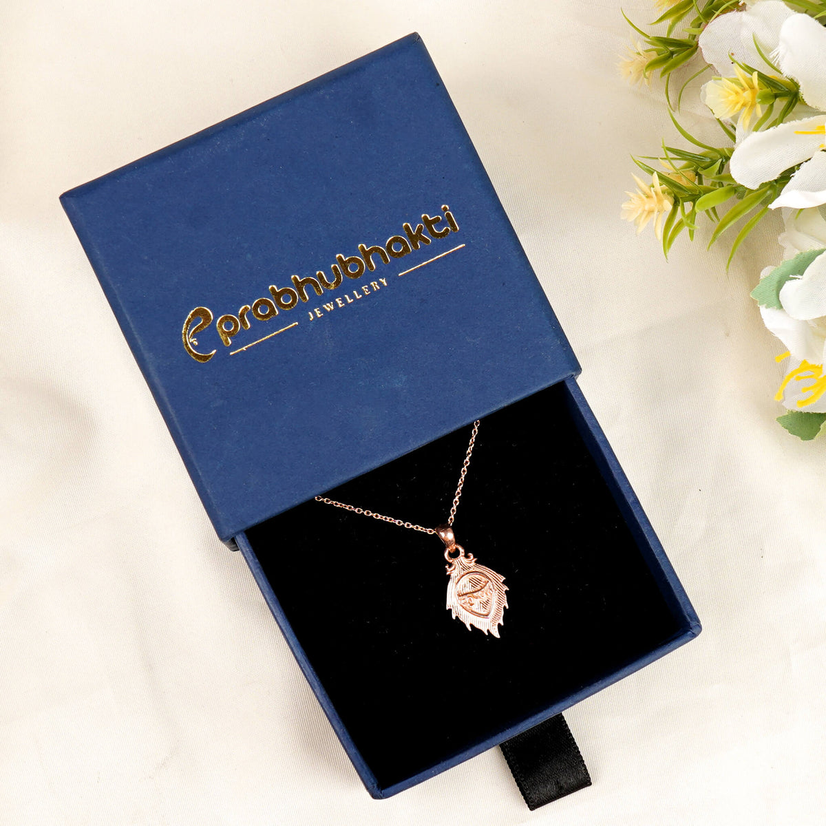 Shri Krishna with Mor Pankh Rose Gold Silver Locket – Prabhubhakti