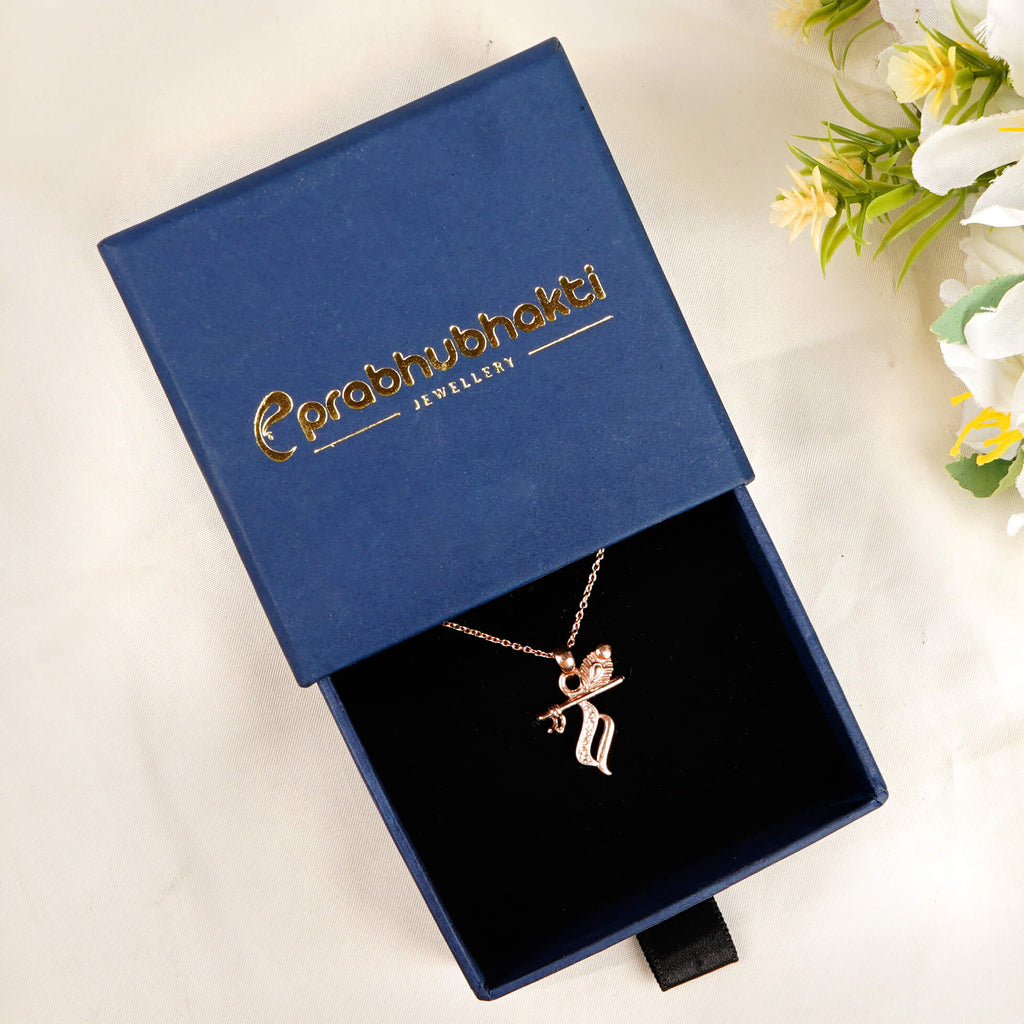 Spiritual Shri Krishna Mor Pankh Rose Gold Silver Pendant 925 Sterling ...