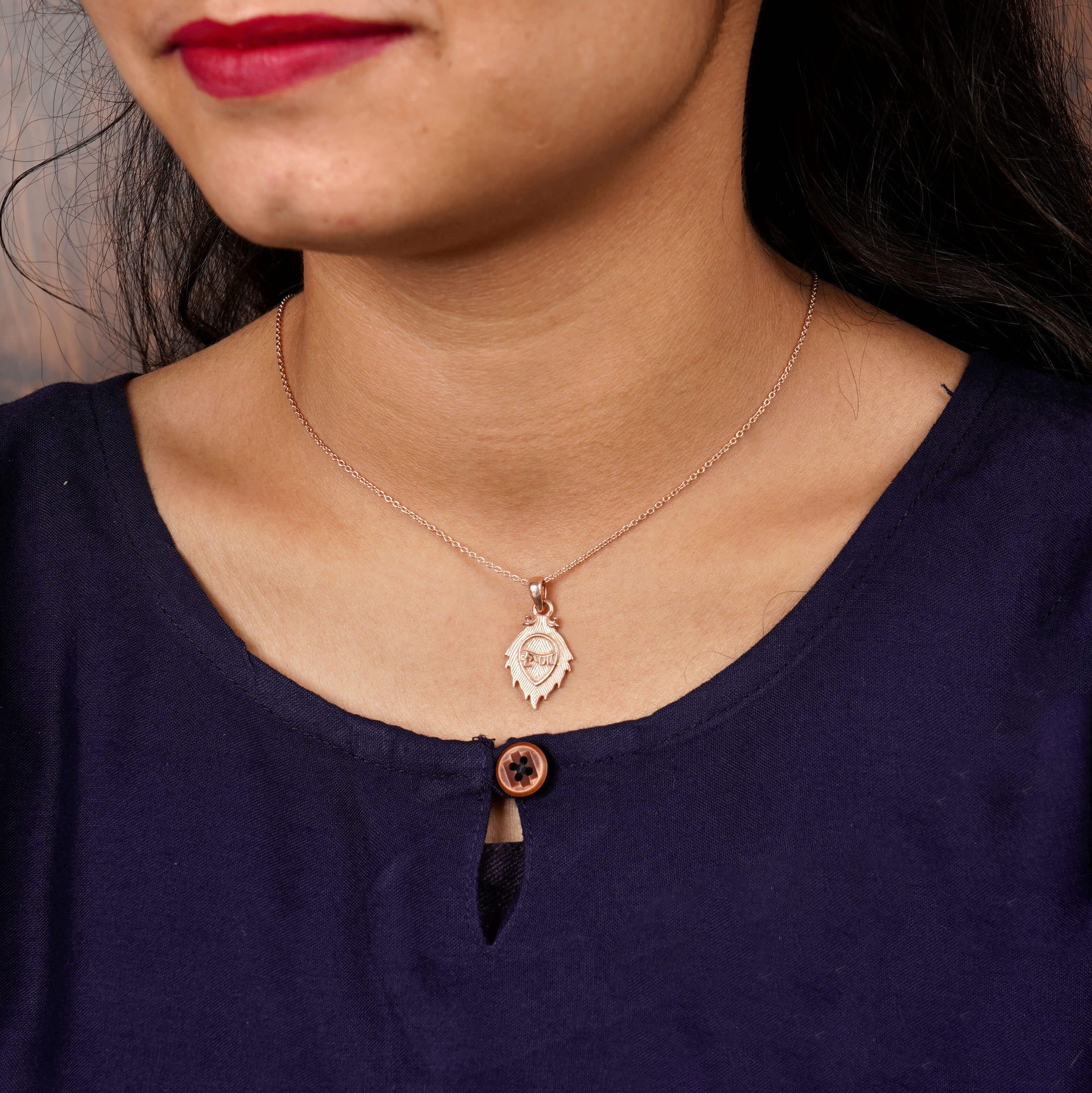Shri Krishna with Mor Pankh Rose Gold Silver Locket – Prabhubhakti