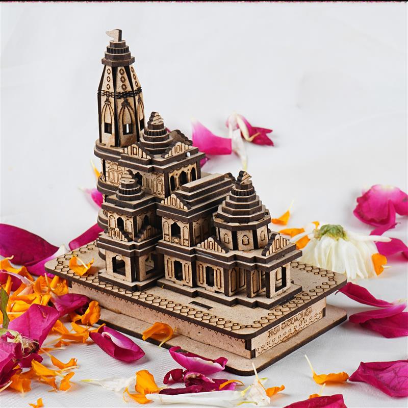 Ram mandir Ayodhya 3D Handcraft Wood Temple with LED Light – Prabhubhakti