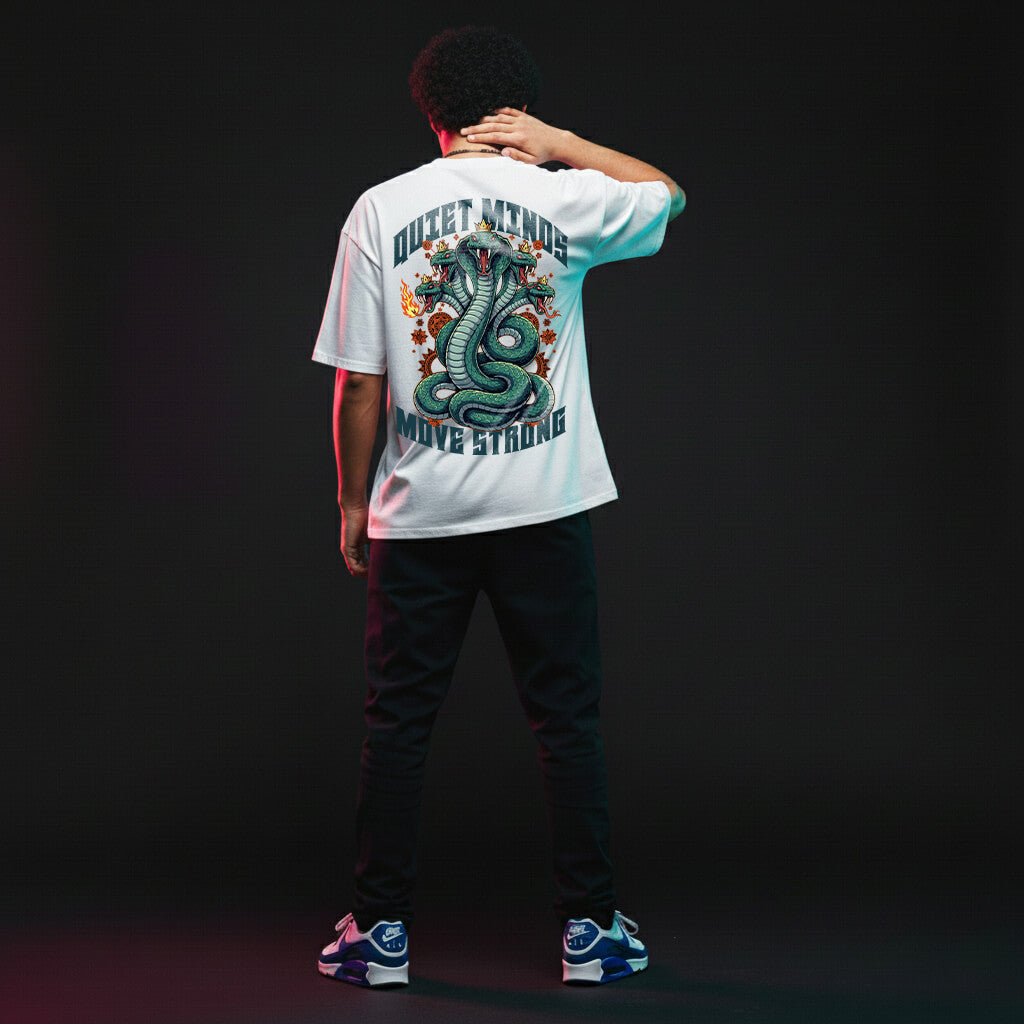 Quiet Minds Move Strong – Oversized Snake Graphic T-Shirt – Prabhubhakti