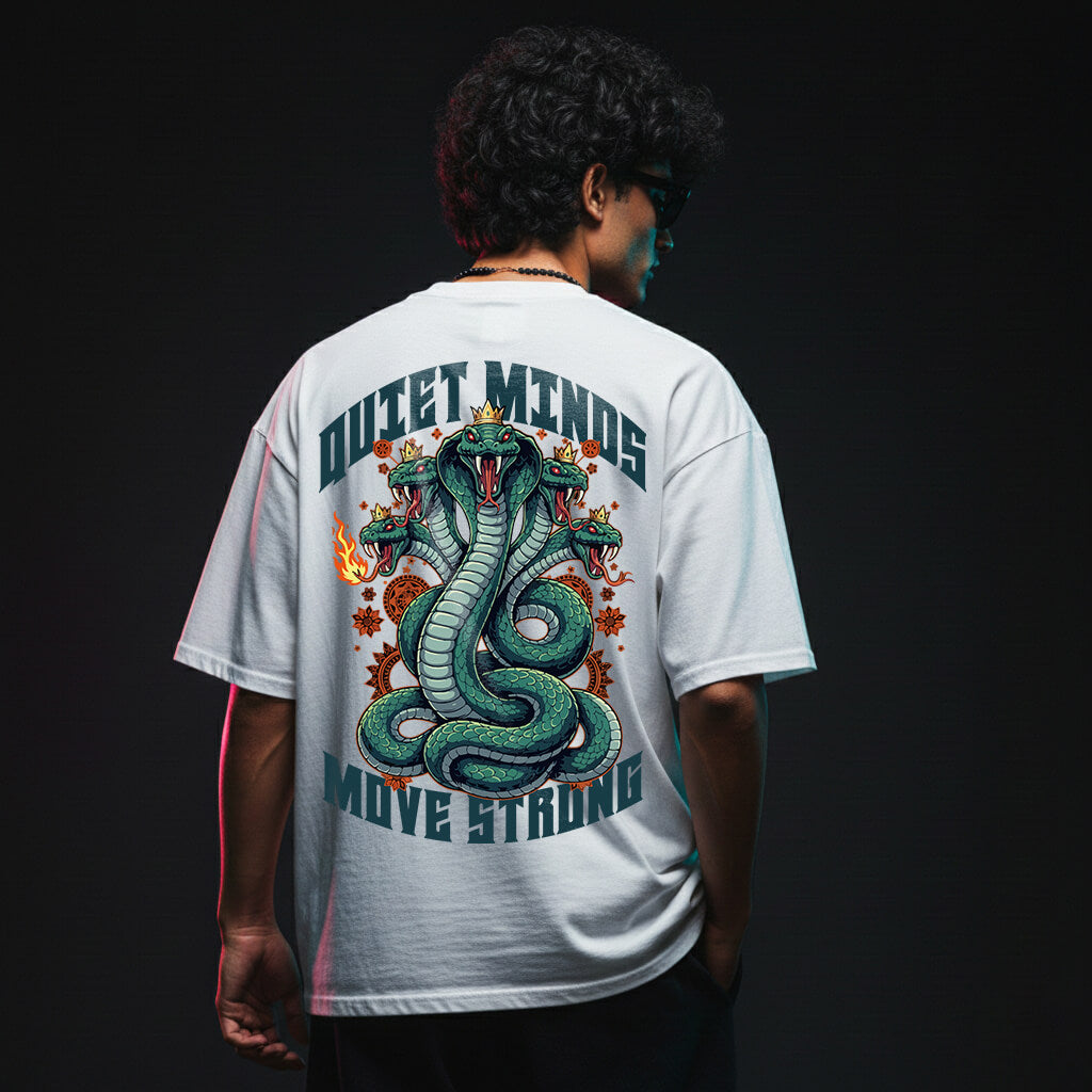 Quiet Minds Move Strong – Oversized Snake Graphic T-Shirt – Prabhubhakti
