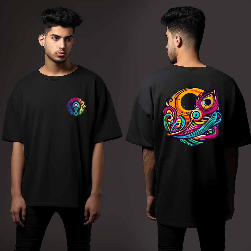 Lord krishna Oversize Tshirt | Mor Pankh Printed Tshirt for Men | Bio ...