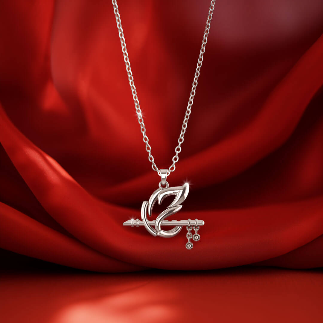 Shri Krishna Silver Pendants with Mor Pankh with Murli Design ...