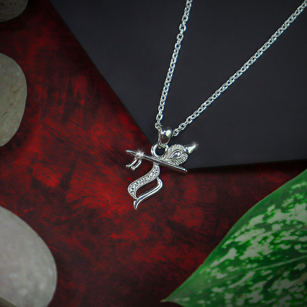 Spiritual Shri Krishna Mor Pankh Silver Pendant 925 Sterling Silver ...