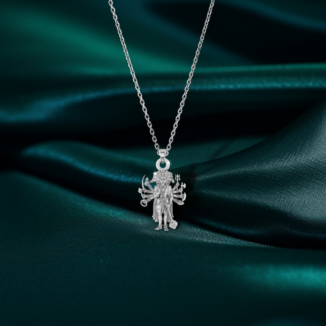 Panchmukhi Hanuman Silver Pendant With Chain – Prabhubhakti