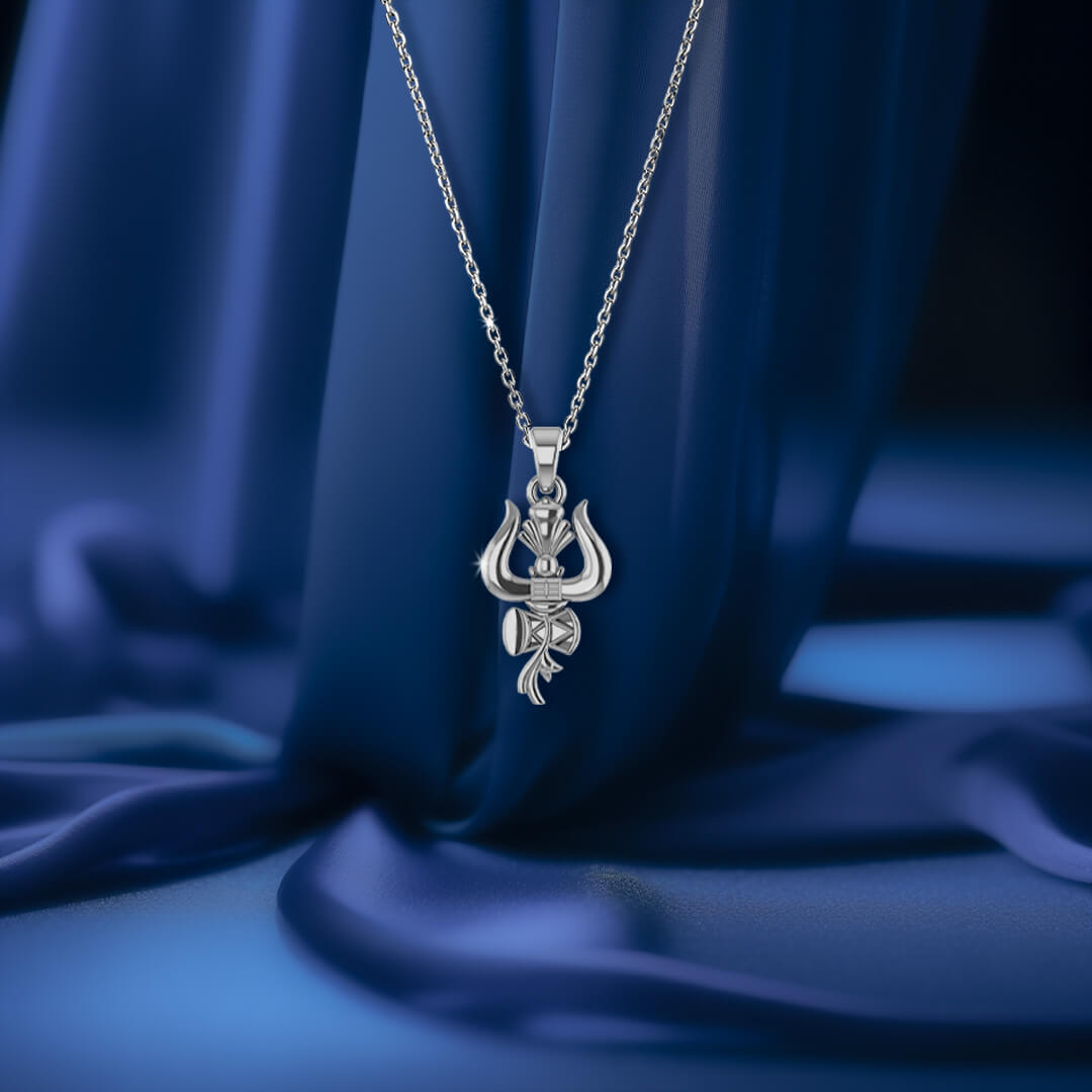 Mahadev Locket silver Shiva Trishul With Damru Pendant – Prabhubhakti