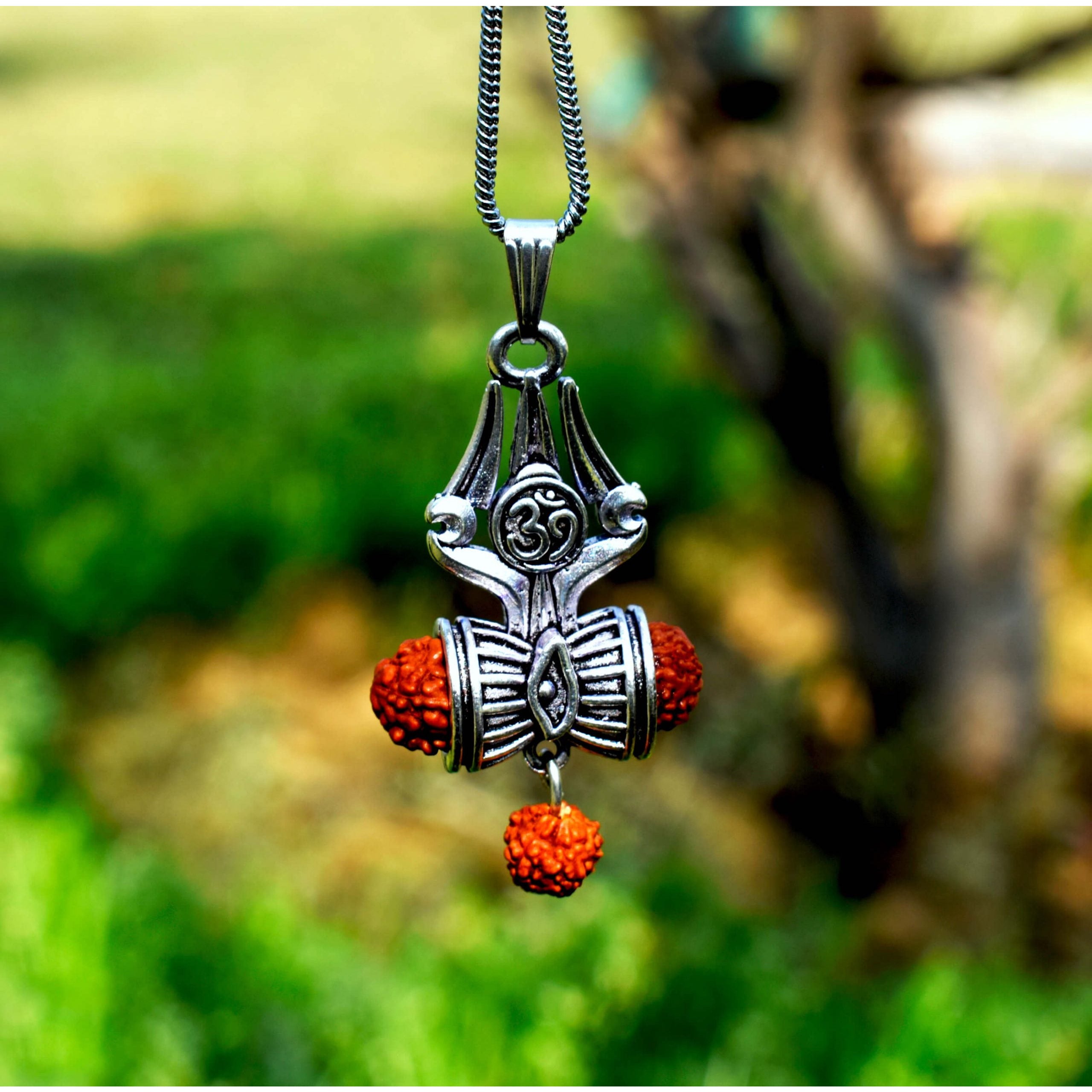 Buy Om Silver Locket With Shiva Trishul And Damroo Online Prabhubhakti