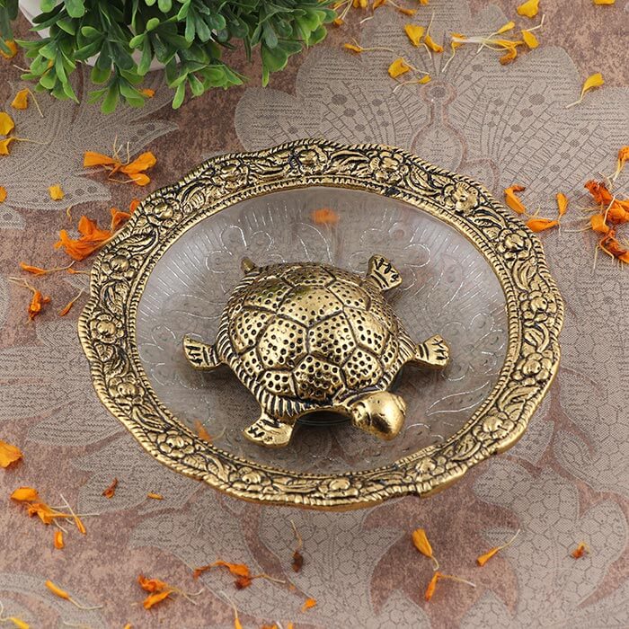 Crystal Glass Plated Feng Shui Tortoise Decorative Showpiece – Prabhubhakti