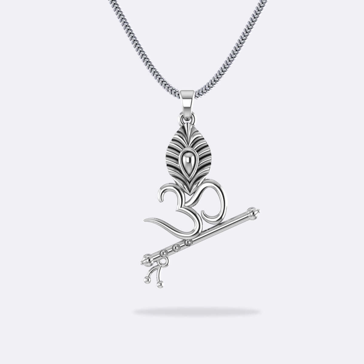 Shri Krishna Silver Pendant With Om Designed Locket – Prabhubhakti