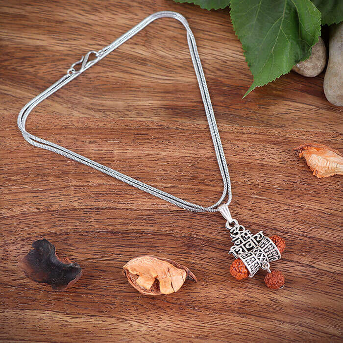 Mahadev Shiva Rudraksha Silver Locket With Om Namah Shivaay for Men An ...