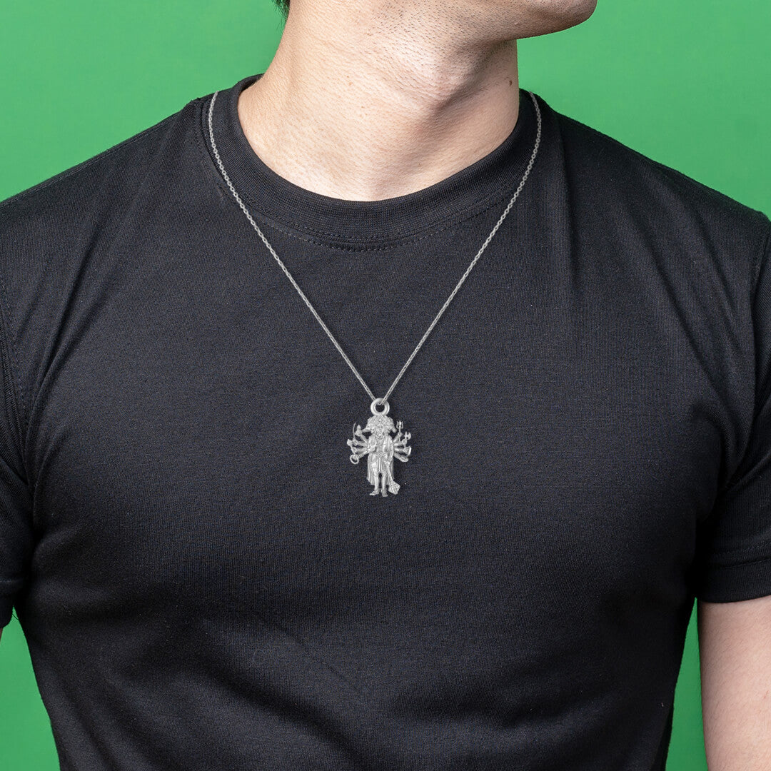 Panchmukhi Hanuman Silver Pendant With Chain – Prabhubhakti