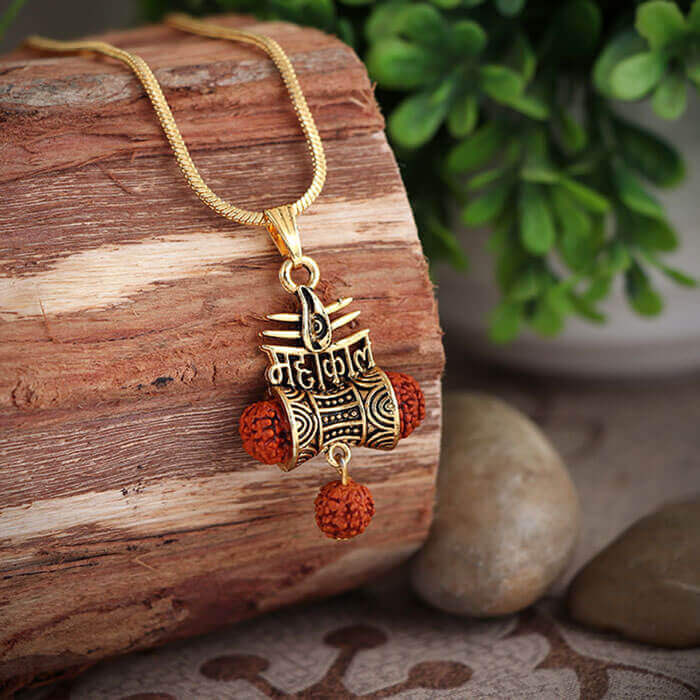 Golden Metal Mahadev With Third Eye Locket For Men – Prabhubhakti